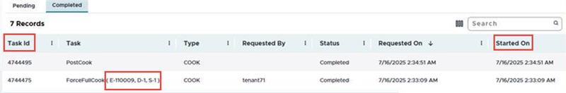 Individual Tasks in Task Manager for Multistore Cook